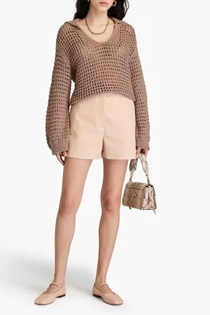 Naadam Pointelle-knit Cotton Polo Sweater - Sand