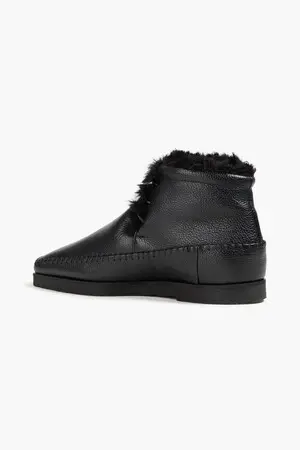 TOTEME Shearling-lined Pebbled Leather Ankle Boots