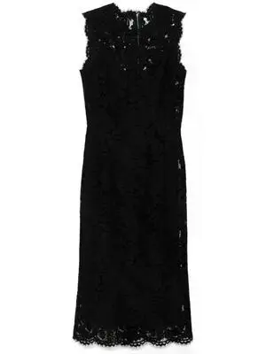 Dolce & Gabbana Midi Floral-lace Dress - Black