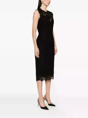 Dolce & Gabbana Midi Floral-lace Dress - Black