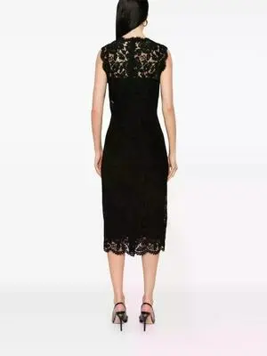 Dolce & Gabbana Midi Floral-lace Dress - Black