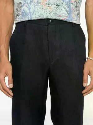 Etro Linen Tapered-leg Trousers