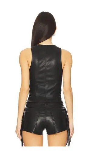 Superdown Karina Faux Leather Vest - Black