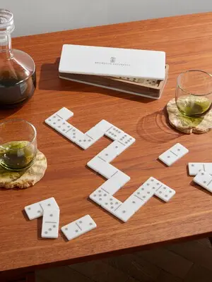 Brunello Cucinelli Walnut Wood And Krion® Portable Dominoes Set