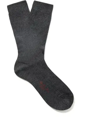 Loro Piana Ribbed Cashmere And Cotton-blend Socks