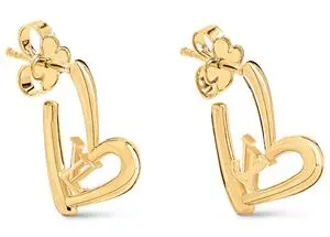 LOUIS VUITTON Limited Edition Heart Earrings Pm - Gold