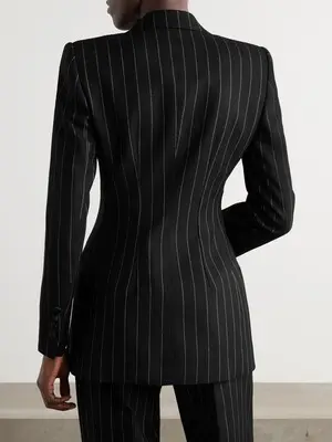 Dolce & Gabbana Double-breasted Pinstriped Blazer - Black
