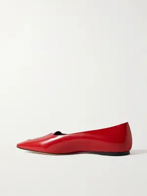 THE ROW Viv Glossed-leather Ballet Flats