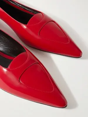THE ROW Viv Glossed-leather Ballet Flats