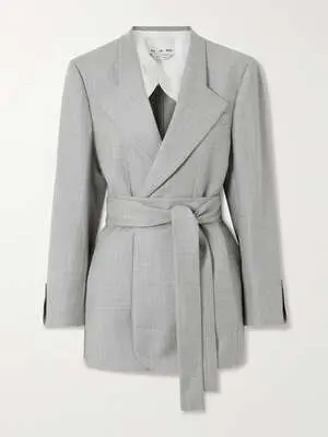Sasuphi Lauren Belted Wool Blazer - Light Gray