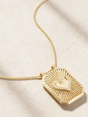 MARIE LICHTENBERG Heart Scapular Diamond Necklace - Gold