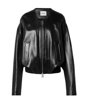 Khaite Hewit Leather Bomber Jacket - Black