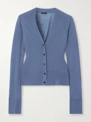 JOSEPH Cashmere Fine Knit Cardigan - Blue