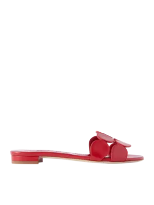 Manolo Blahnik Manolo Blahnik Haribalmu 10 Cutout Leather Slides Red