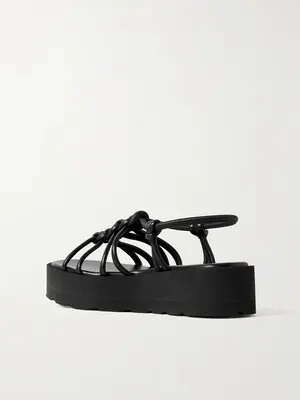 GIANVITO ROSSI Hebe 45 Knotted Leather Platform Sandals - Black