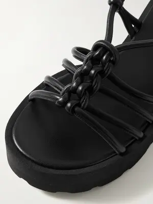GIANVITO ROSSI Hebe 45 Knotted Leather Platform Sandals - Black