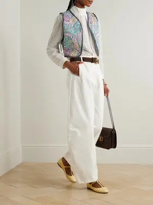 Etro Cropped Embroidered Denim Vest