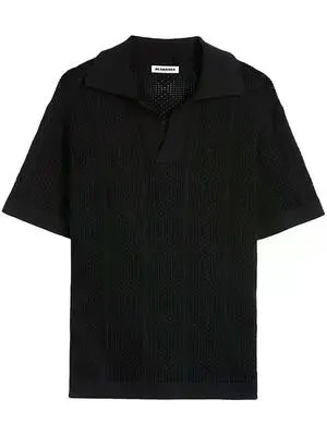JIL SANDER Knitted Polo Shirt - Black