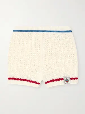 Bally Striped Open-knit Cotton Shorts - Cream