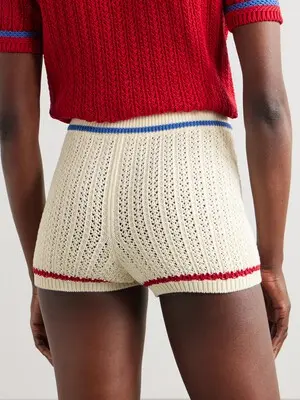 Bally Striped Open-knit Cotton Shorts