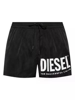 DIESEL Logo-print Swim Shorts - Black
