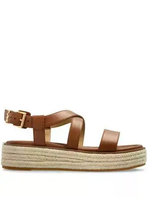Michael Kors Lynn Espadrille Platform Leather Sandals - Brown