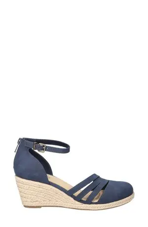 EASY WORKS BY EASY STREET Daytona Espadrille Platform Wedges - Navy