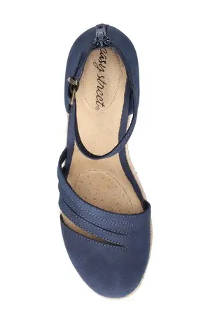 EASY WORKS BY EASY STREET Daytona Espadrille Platform Wedges - Navy