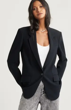OPEN EDIT Curator Crepe Relaxed Blazer - Black