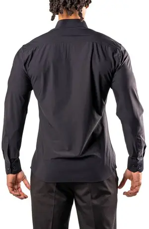MACEOO Fibonacci Stretcheuro Cotton Blend Button-up Shirt - Black