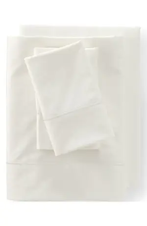 LANDS' END 400 Thread Count Premium Supima Cotton No Iron Sateen Bed Sheet Set - Ivory