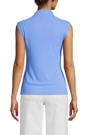 LANDS' END Cap Sleeve Drapey Rib Fitted Funnel Neck Tank