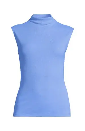 LANDS' END Cap Sleeve Drapey Rib Fitted Funnel Neck Tank