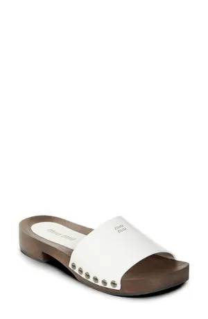 Miu Miu Clog Slide Sandal - Bianco