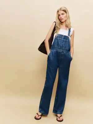 REFORMATION Arlo Denim Overalls - Blue