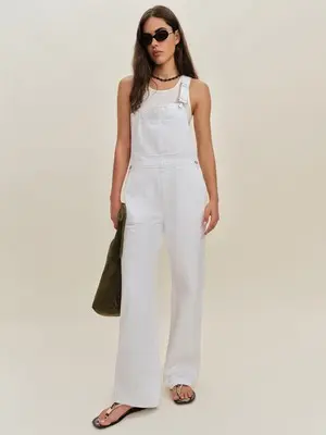 REFORMATION Arlo Denim Overalls Ivory