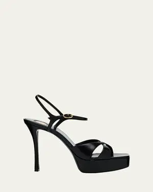 CHRISTIAN LOUBOUTIN 80mm Miss Z Leather Slingback Sandals - Blush
