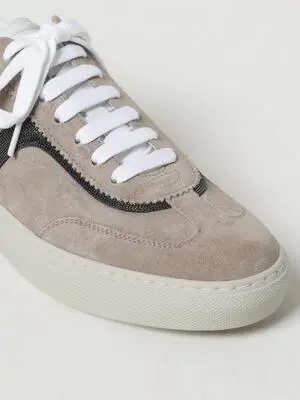 Brunello Cucinelli Lace-up Suede Sneakers - Ice