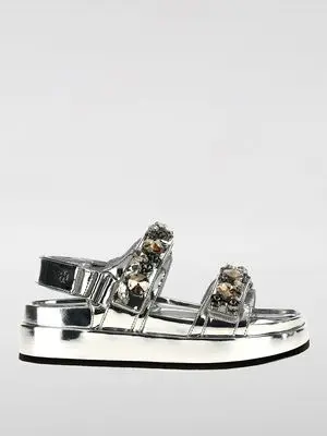 Tory Burch Embellished Heeled Platform Sandals - Silver