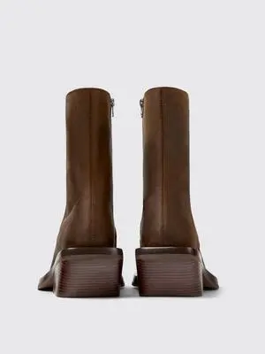 Camper Square Toe Zip Up Boots - Brown