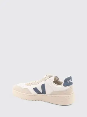 VEJA V-90 Low-top Sneakers In Organic Traced Leather With Contrast V-logo - White