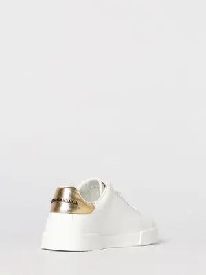 Dolce & Gabbana Portofino Leather Sneakers With Dg Monogram Embroidery - White