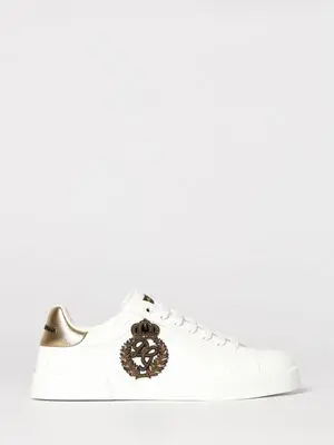 Dolce & Gabbana Portofino Leather Sneakers With Dg Monogram Embroidery - White