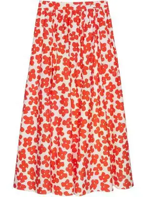 MSGM Floral-print Midi Skirt