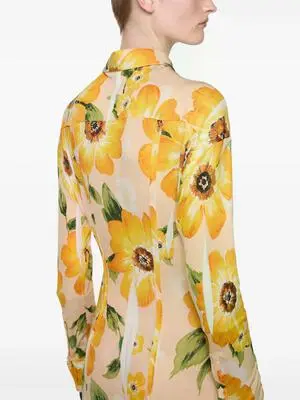 Acne Studios Floral-print Midi Dress - Neutrals
