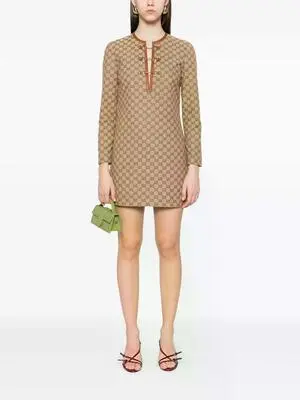 Gucci Gg-canvas Horsebit-detail Mini Dress - Brown
