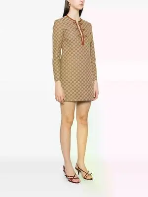 Gucci Gg-canvas Horsebit-detail Mini Dress - Brown