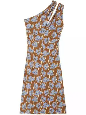Versace Poppies Midi Dress - Brown