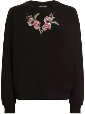 Dolce & Gabbana Orchid Embroidered Sweatshirt