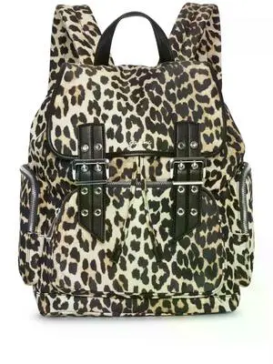 GANNI Leopard-print Backpack - Brown